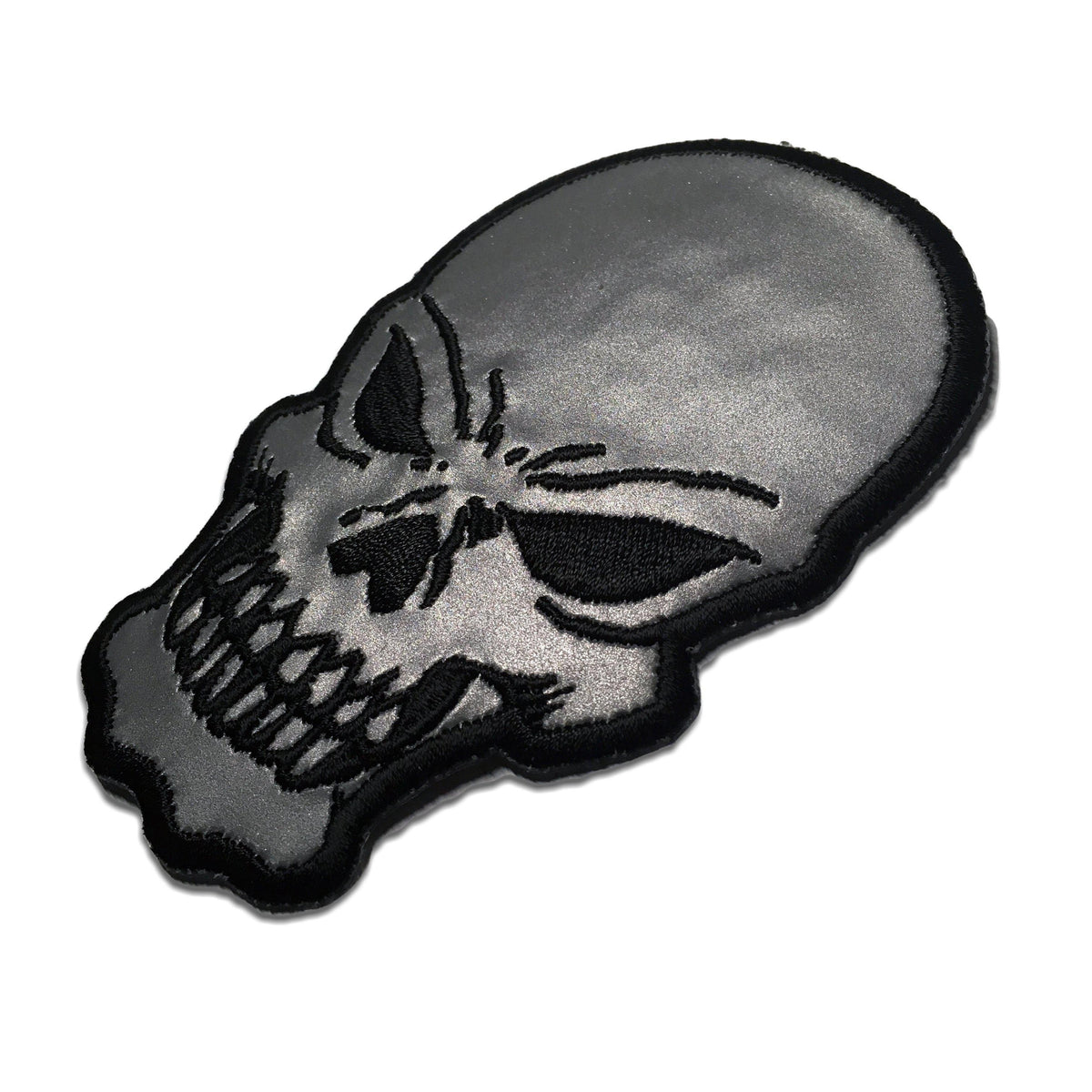 Embroidered Reflective Skull With Teeth Iron on Sew on Patch – PATCHERS