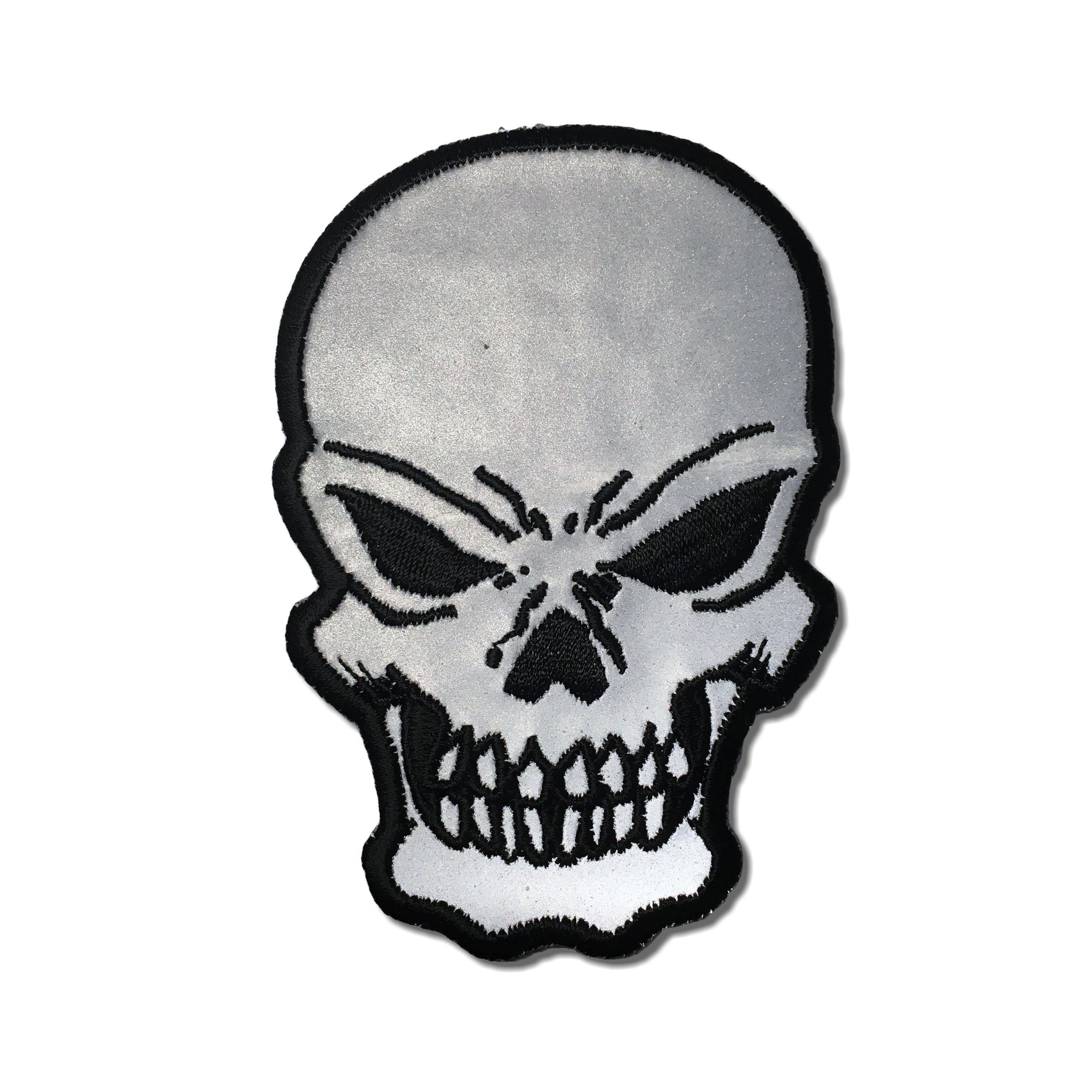Embroidered Reflective Skull With Teeth Iron on Sew on Patch – PATCHERS