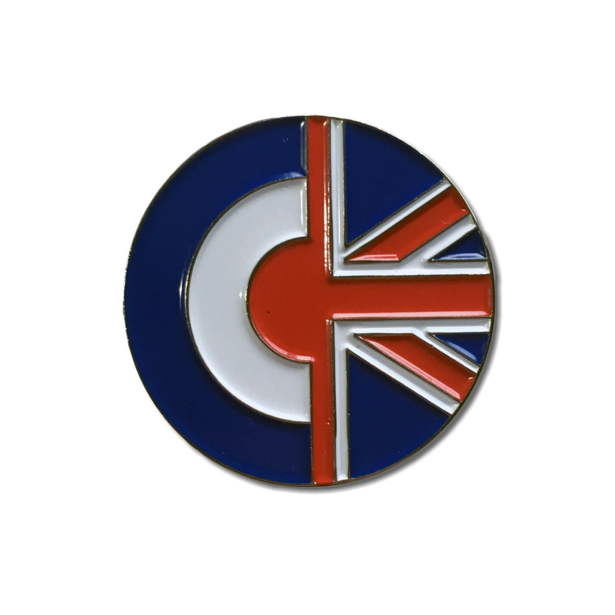 Metal & Enamel Roundel Union Jack Pin Badge with Secure Locking Back ...