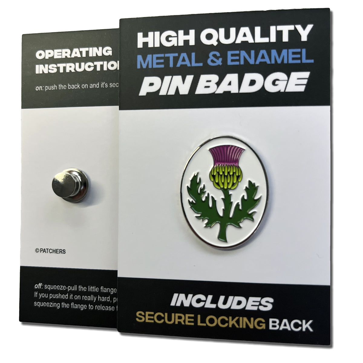 Metal & Enamel Scottish Thistle Pin Badge with Secure Locking Back ...