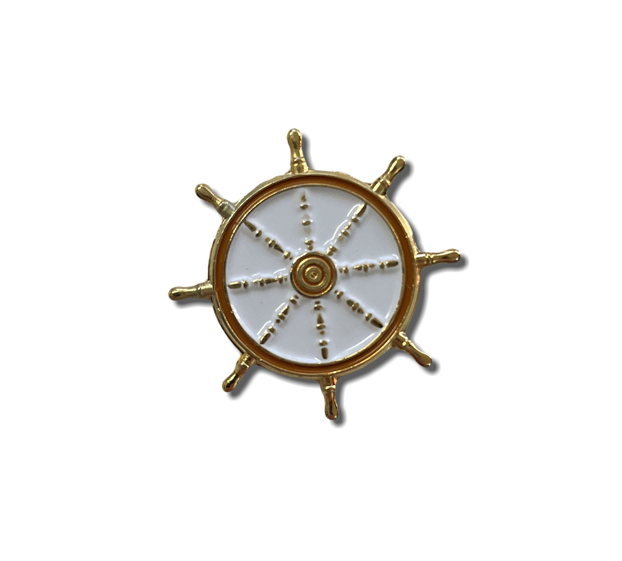 Metal & Enamel Ships Wheel Pin Badge with Secure Locking Back – PATCHERS