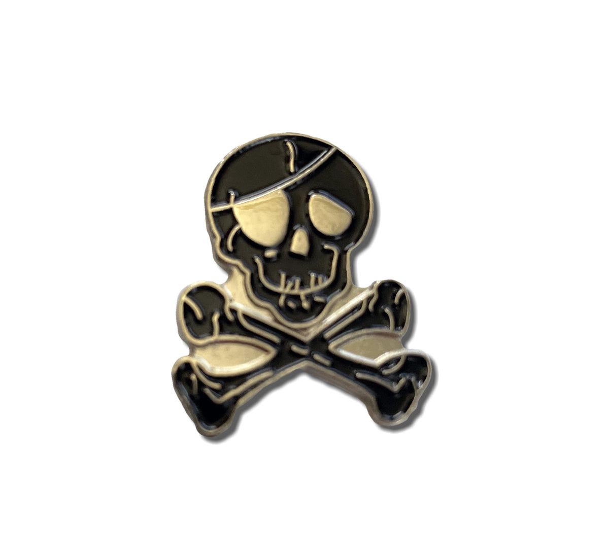 Metal & Enamel Skull & Cross Bones Black Pin Badge with Locking Back ...