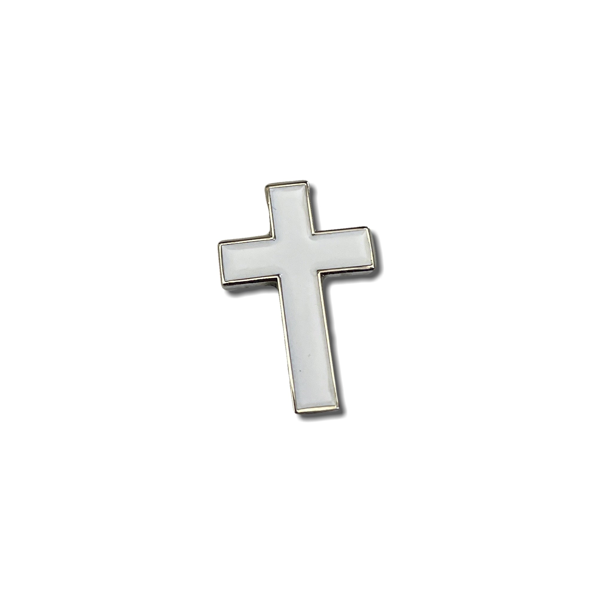 Metal & Enamel Small White Cross Pin Badge with Secure Locking Back ...