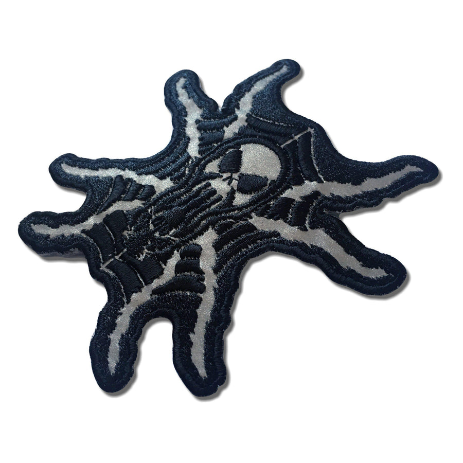 Embroidered Spider Skull Reflective Iron on Sew on Patch – PATCHERS