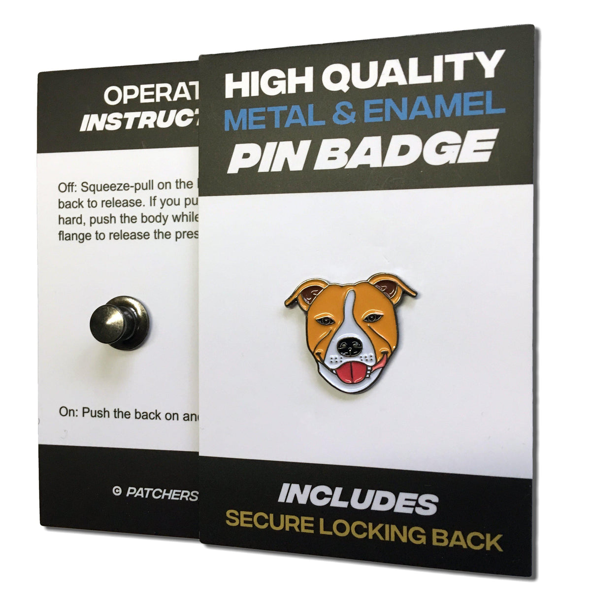 Metal & Enamel Staffie Dog Head Pin Badge with Secure Locking Back ...