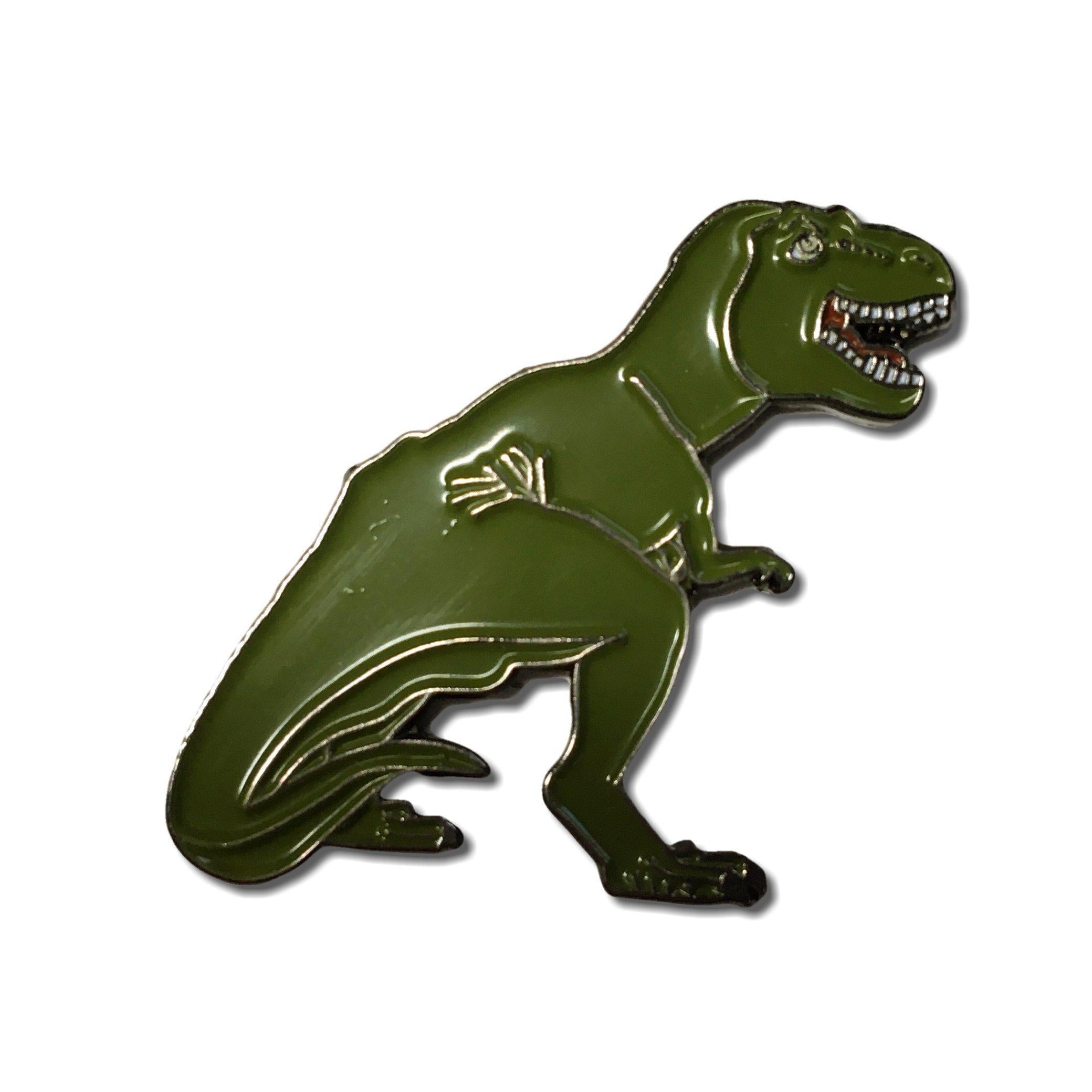 Metal & Enamel T-Rex Dinosaur Pin Badge with Secure Locking Back – PATCHERS