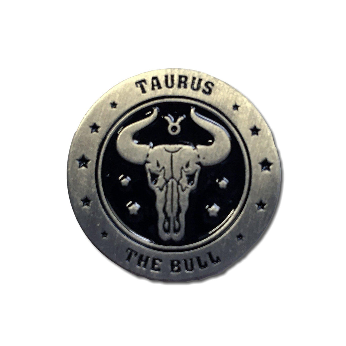 Metal & Enamel Taurus Skull Zodiac Sign Pin Badge with Secure Back ...