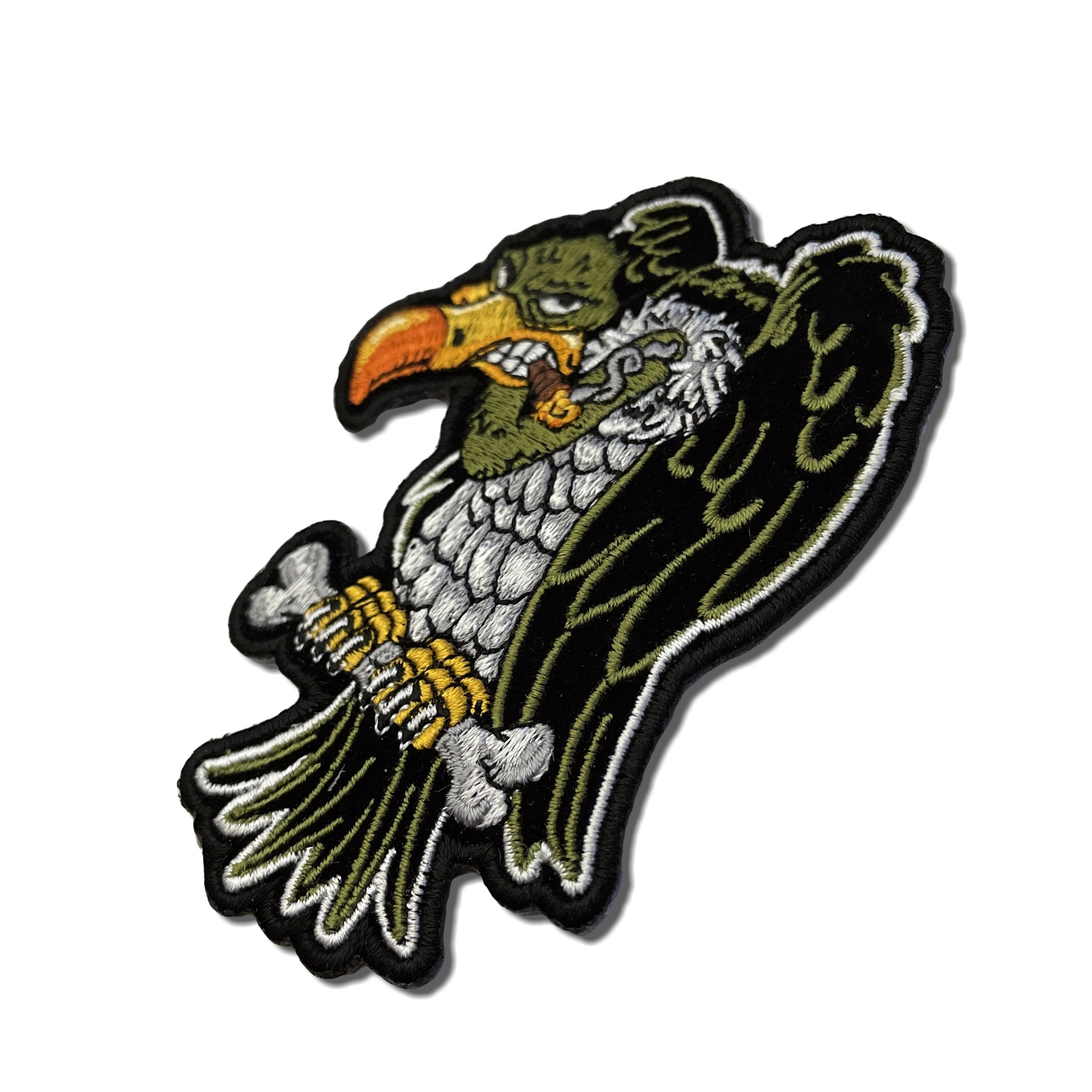 Embroidered Vulture with Cigar on Bone Iron on Sew on Patch – PATCHERS