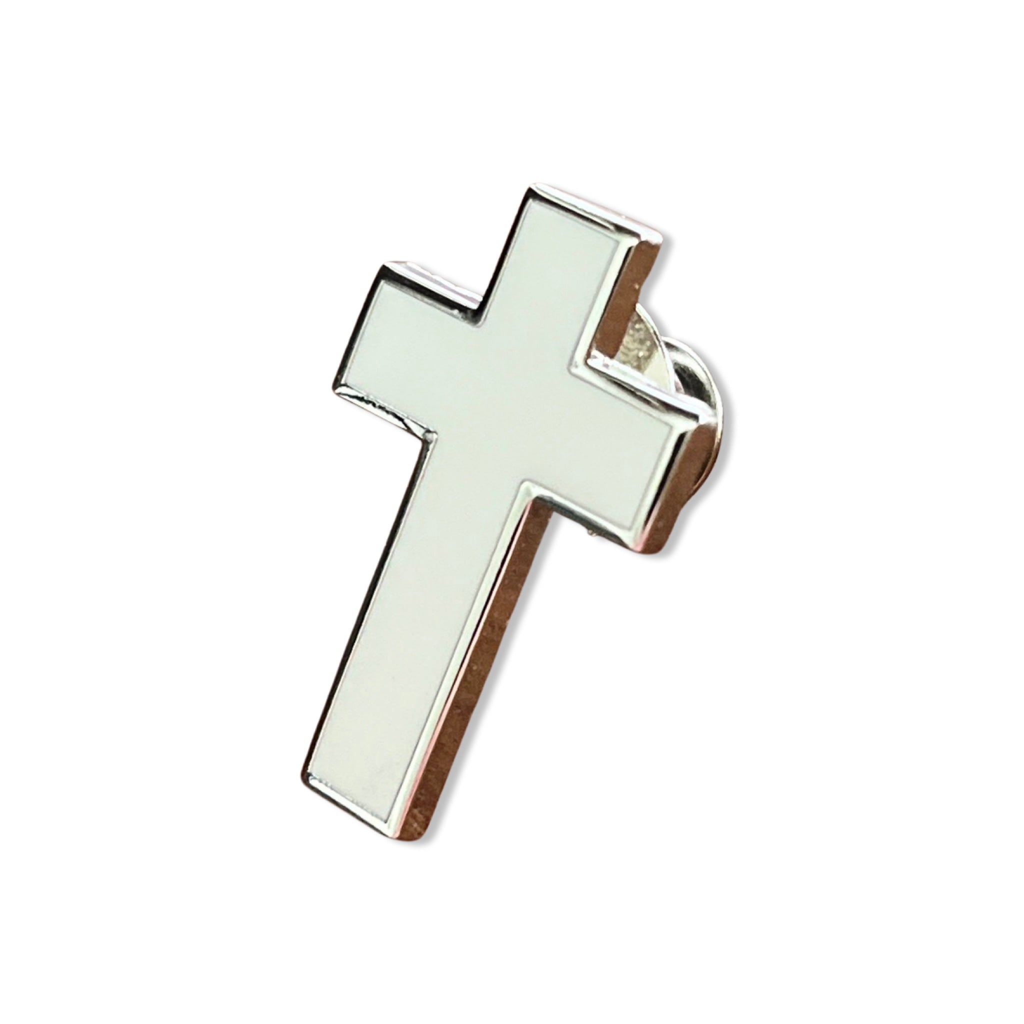Metal & Hard Enamel White Cross Pin Badge with Secure Locking Back ...