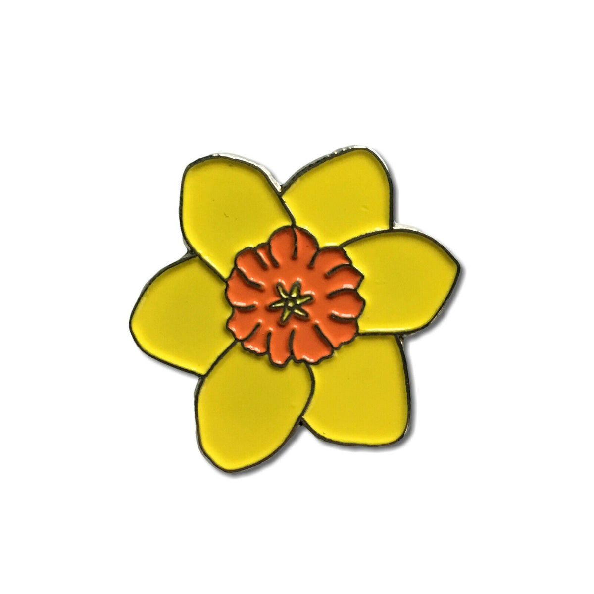 Metal & Enamel Yellow Daffodil Pin Badge with Secure Locking Back ...