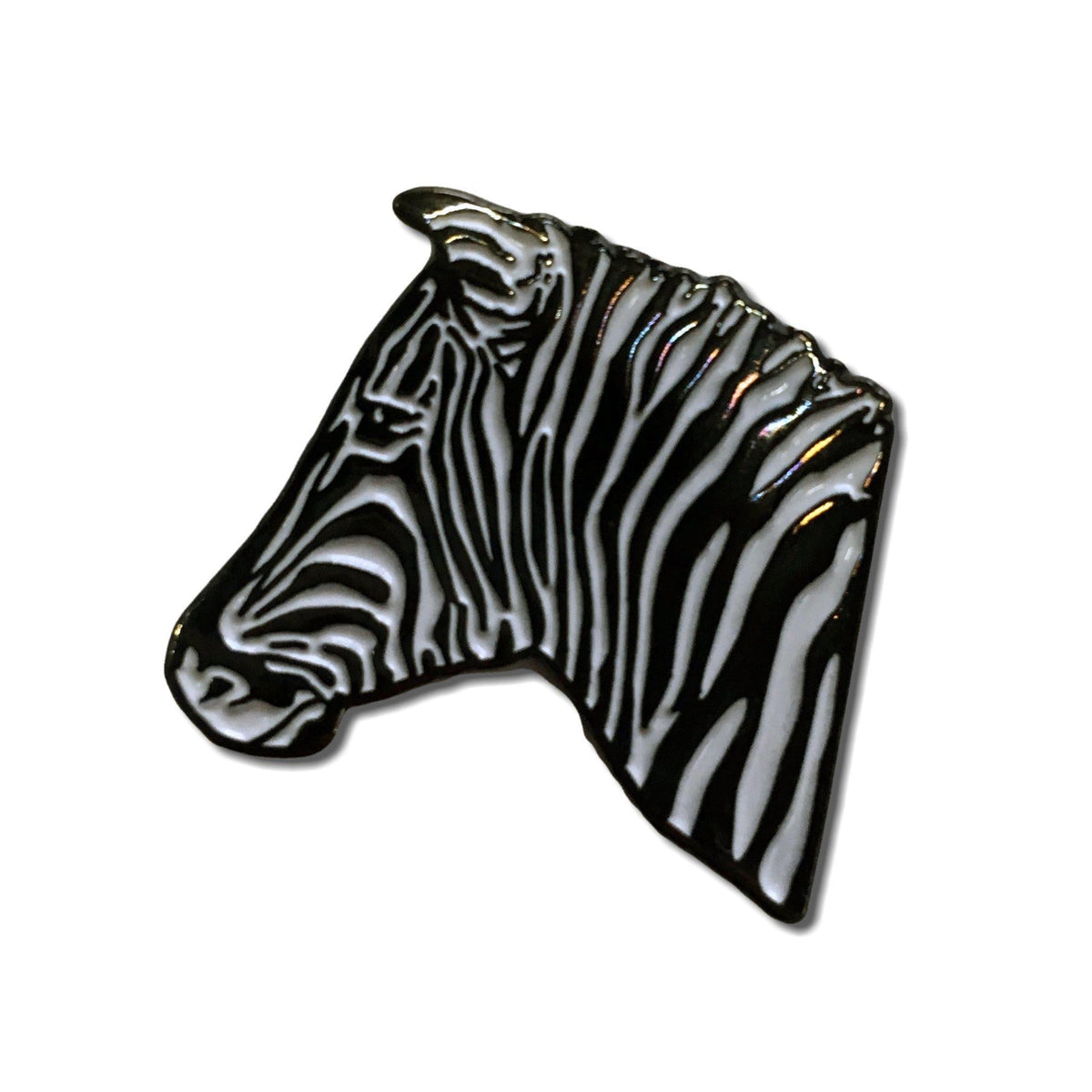 Metal & Enamel Zebra Head Pin Badge with Secure Locking Back – PATCHERS